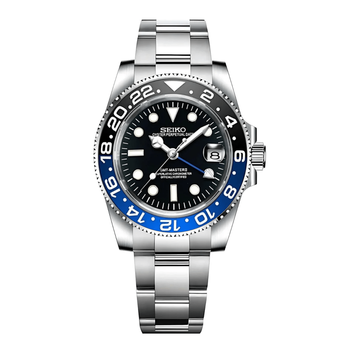 Seiko GMT Mod │ Mechanical watch │ 40mm, Blue │ OnTimeMods